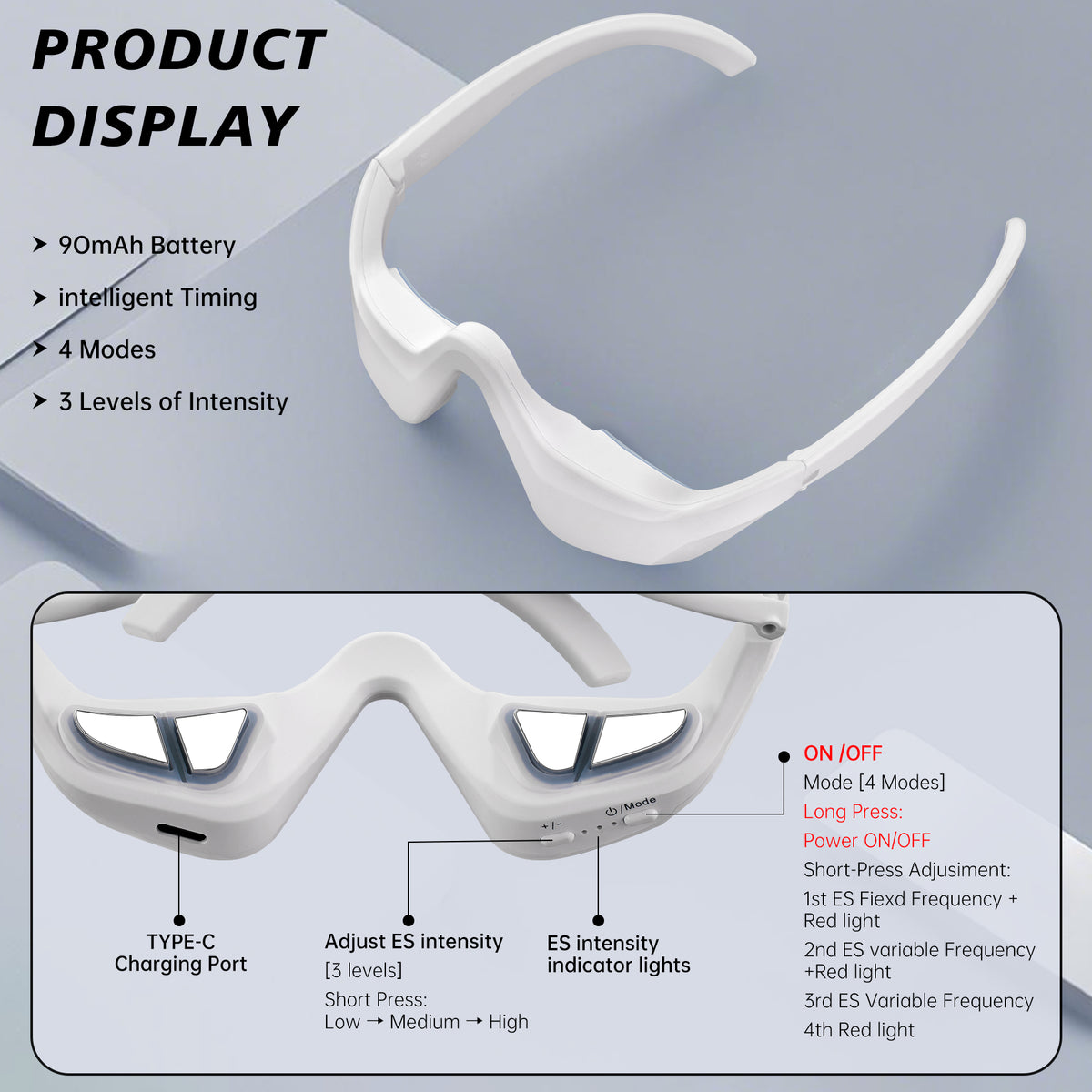 Under-Eye Red Light Therapy Device,Eye Therapy Glasses-Microcurrent Ey ...
